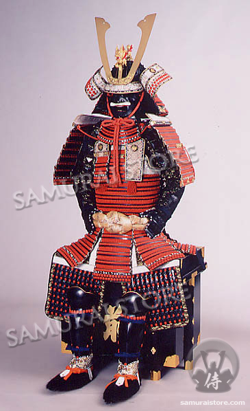L031 Akaito Kebiki-Odoshi Suit of Samurai Armor & Helmet | Samurai ...